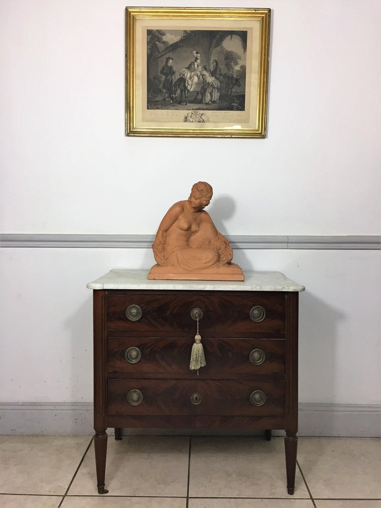 Bouraine Marcel André "Woman with Flowers" Art Deco Terracotta Signed ...