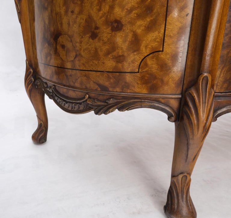 Bow Front Burl Wood 3 Drawer Carved Bombay Chest of Drawers Dresser ...