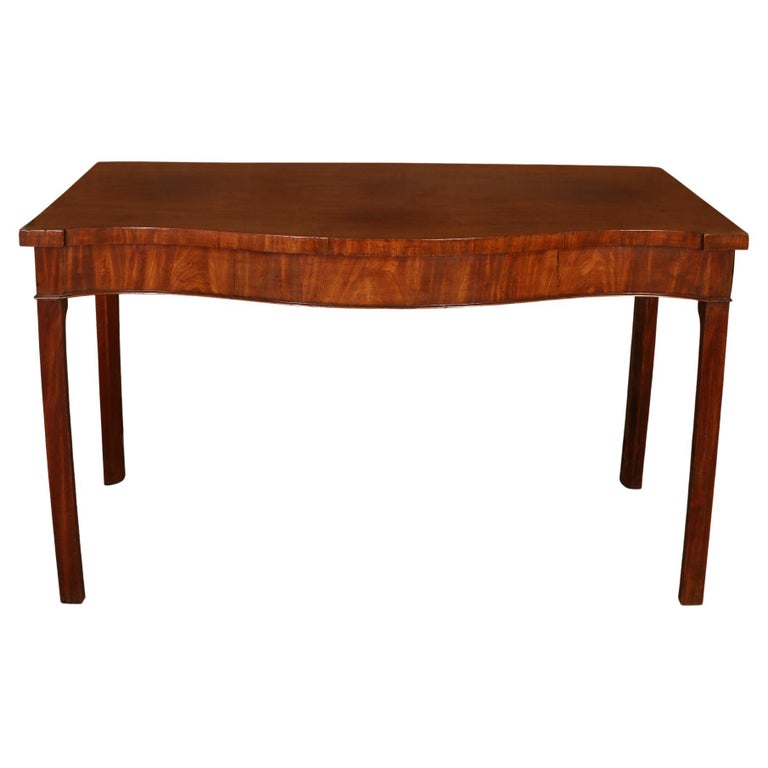 Bow Front Burled Wood Console Table For Sale at 1stDibs