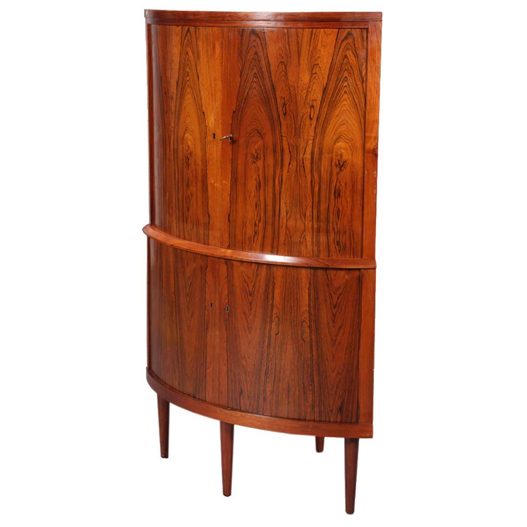 Bow Front Corner Unit in Brazilian Rosewood #1 For Sale at 1stDibs