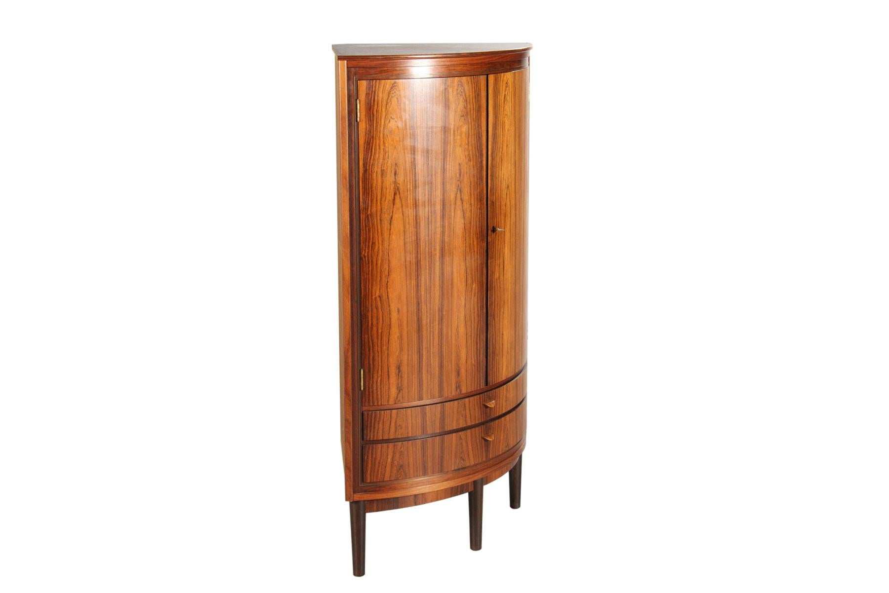 Bow Front Corner Unit in Brazilian Rosewood For Sale at 1stDibs | mid ...