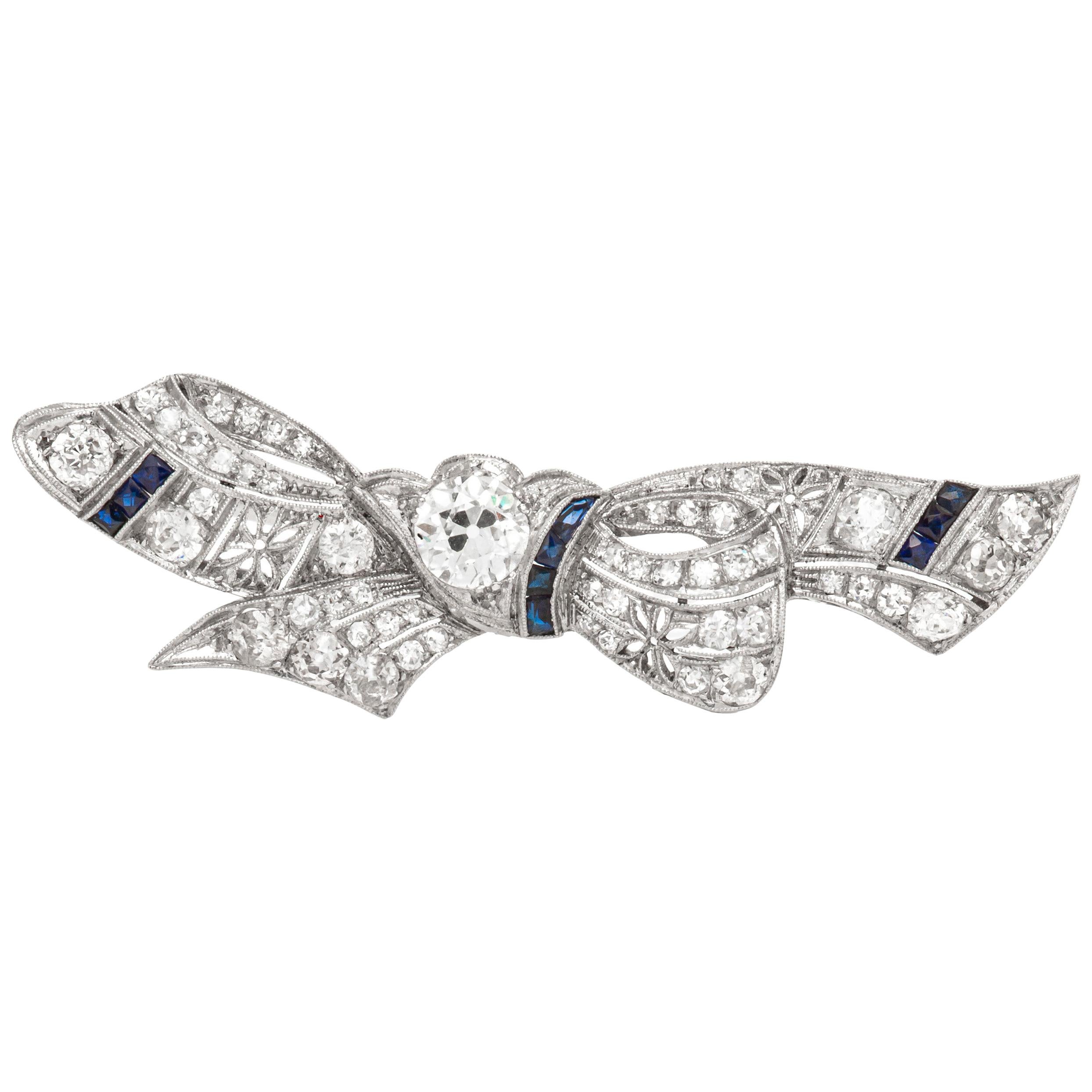 Impressive Bow Tie Diamond Brooch at 1stDibs