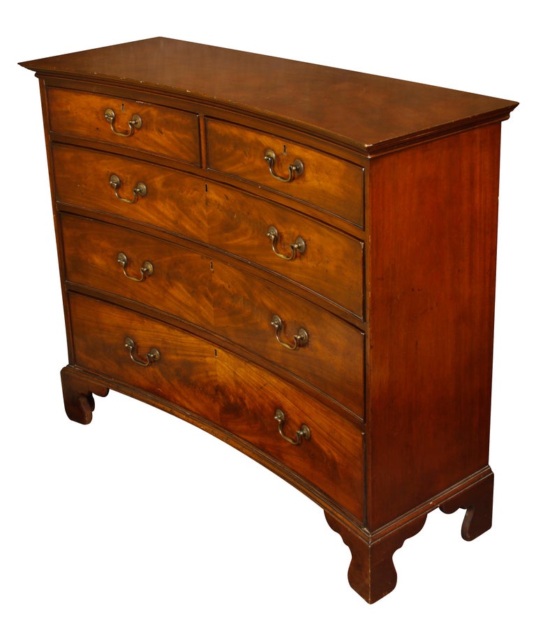 Bowed English Mahogany Chest of Drawers at 1stDibs