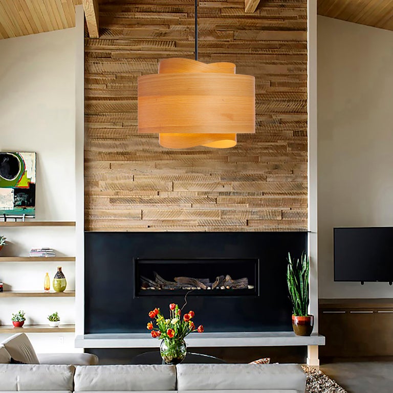 Bowen Mid-Century Cypress Wood Veneer Chandelier Pendant 30" For Sale ...