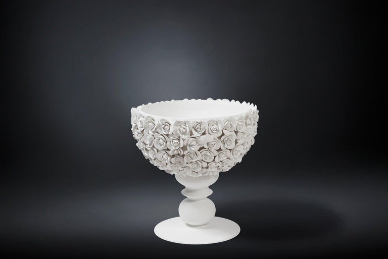 Bowl Coco Camellias, Matt White Ceramic, Italy For Sale at 1stDibs