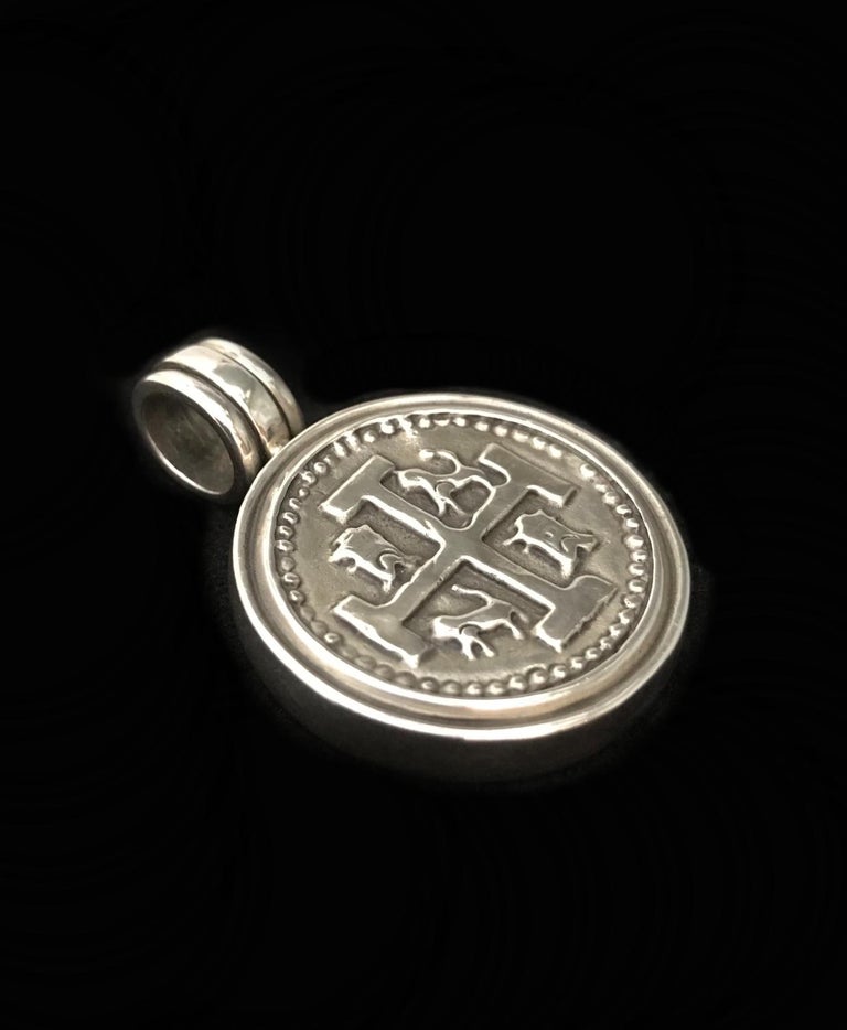 Handmade Spanish Coin Medallion Pendant For Sale at 1stDibs