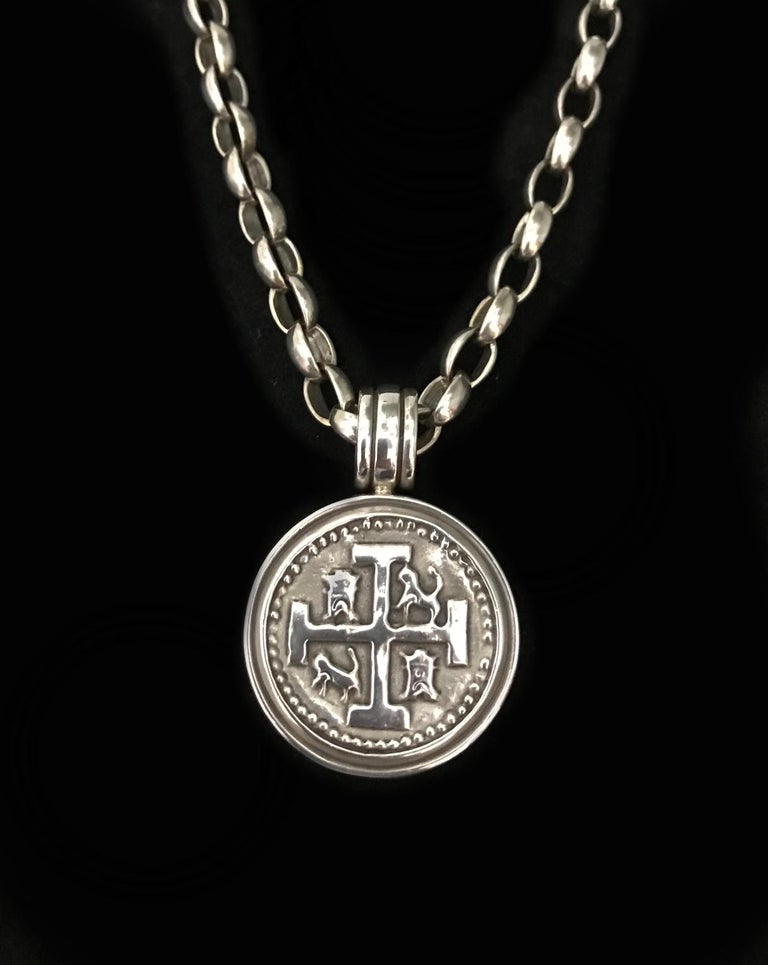 Handmade Spanish Coin Medallion Pendant For Sale at 1stDibs