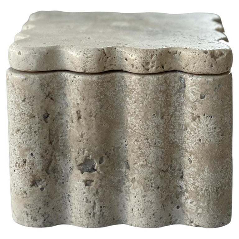 Box Box: Lidded Scalloped Edge Lidded Box in Beige Travertine by ...