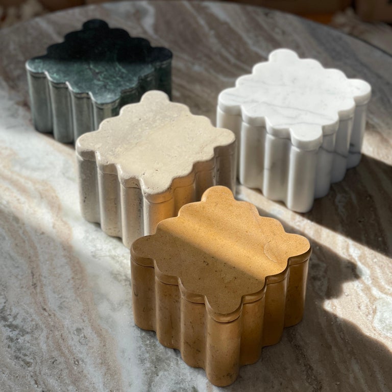 Box Box: Lidded Scalloped Edge Lidded Box in Beige Travertine by ...