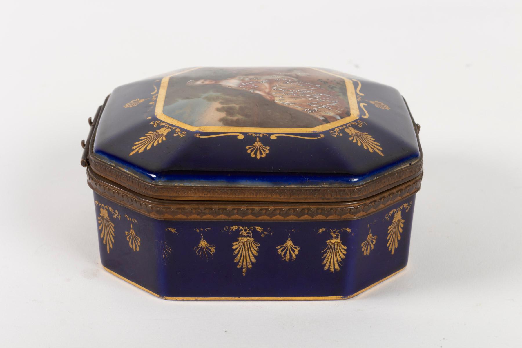 Box, Box Set, 19th Century, Napoleon III Period, Porcelain and Brass ...