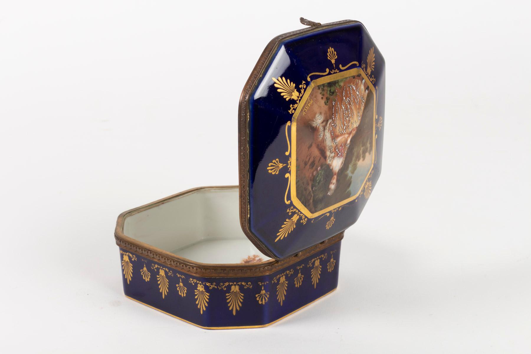 Box, Box Set, 19th Century, Napoleon III Period, Porcelain and Brass ...
