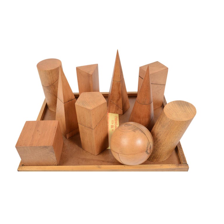 Box Containing 10 Dismountable Wooden Geometric Solids Italy Vallardi ...