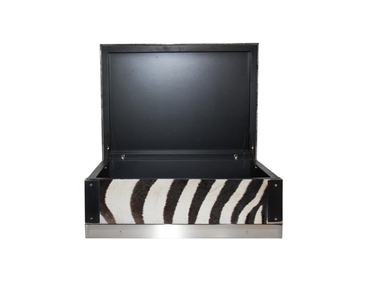 Box in Genuine Zebra Leather and Brass Nickel-Plated Trims For Sale at ...