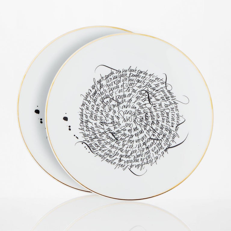 Box of 2 Dinner Porcelain Plates With Gold Collection Rue de Paradis ...