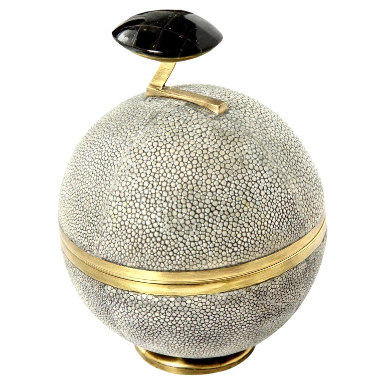 Box, Shagreen and Brass, Gray, Art Deco Style, Decorative Box ...