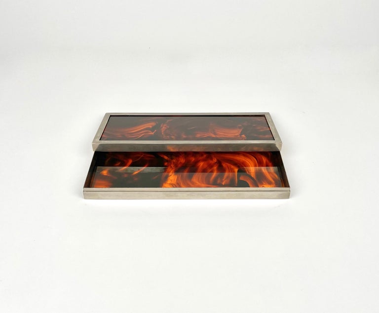 Box Tortoiseshell Effect Lucite and Chrome Christian Dior style, Italy ...