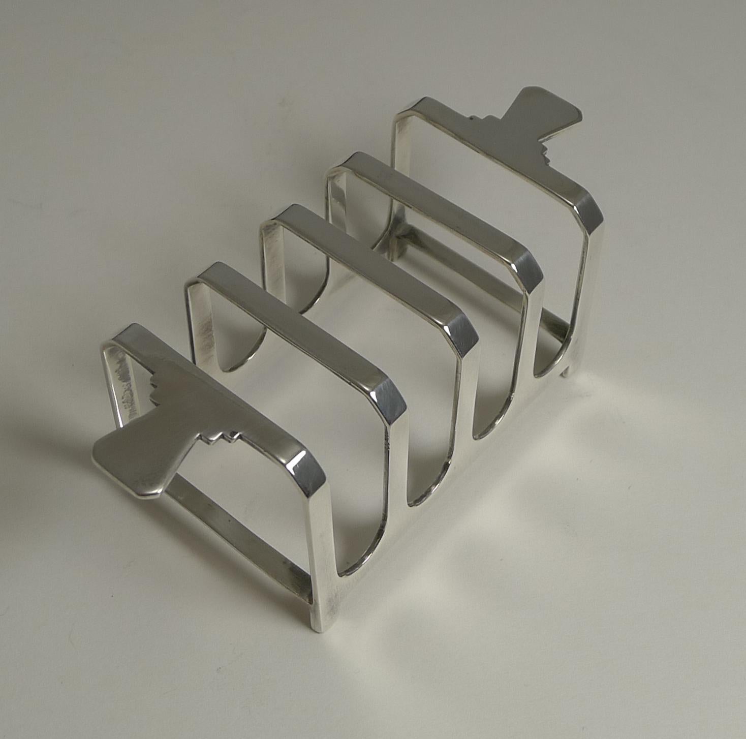 Boxed Set Four Art Deco Sterling Silver Toast Racks by Mappin and Webb ...