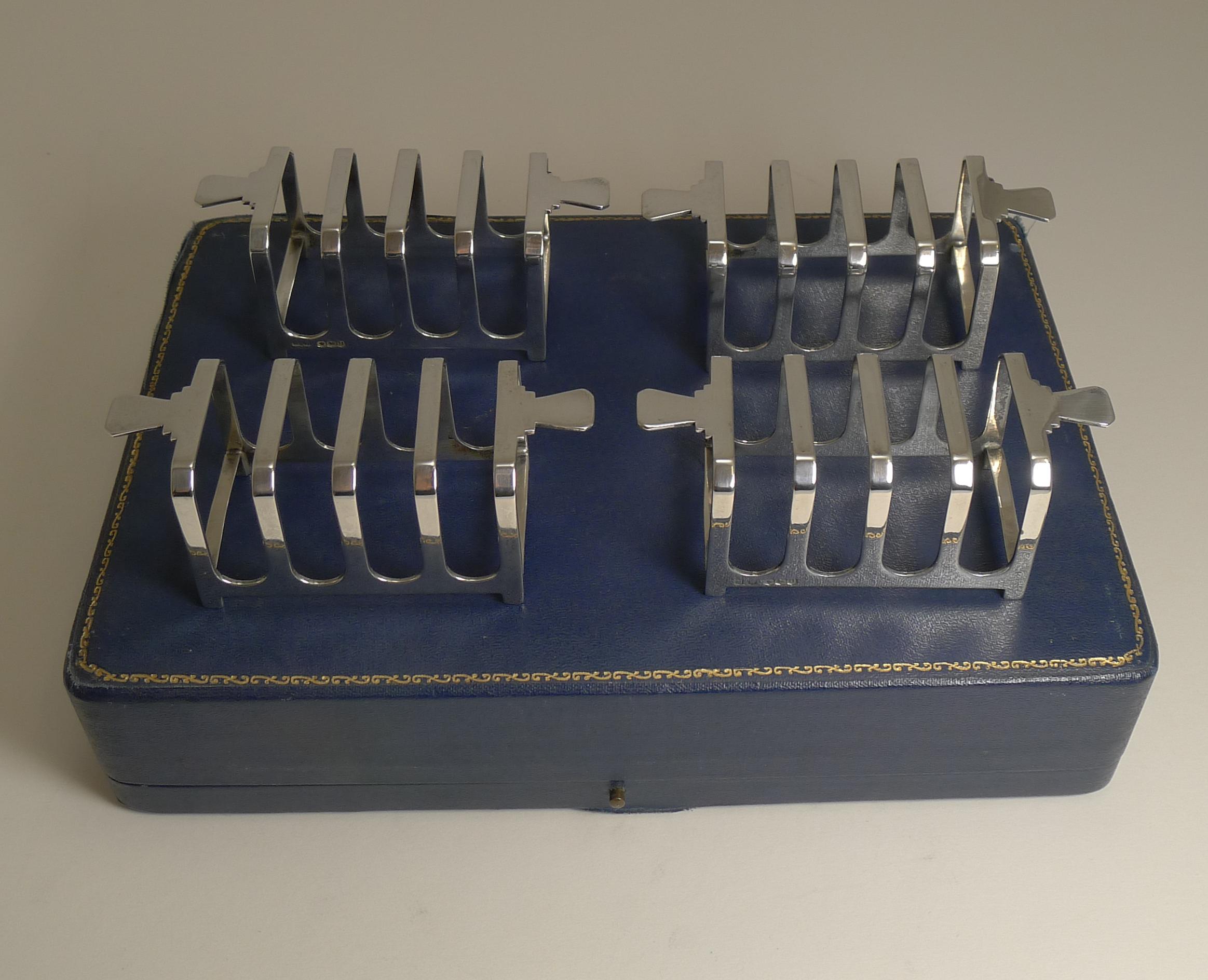 Boxed Set Four Art Deco Sterling Silver Toast Racks by Mappin and Webb ...