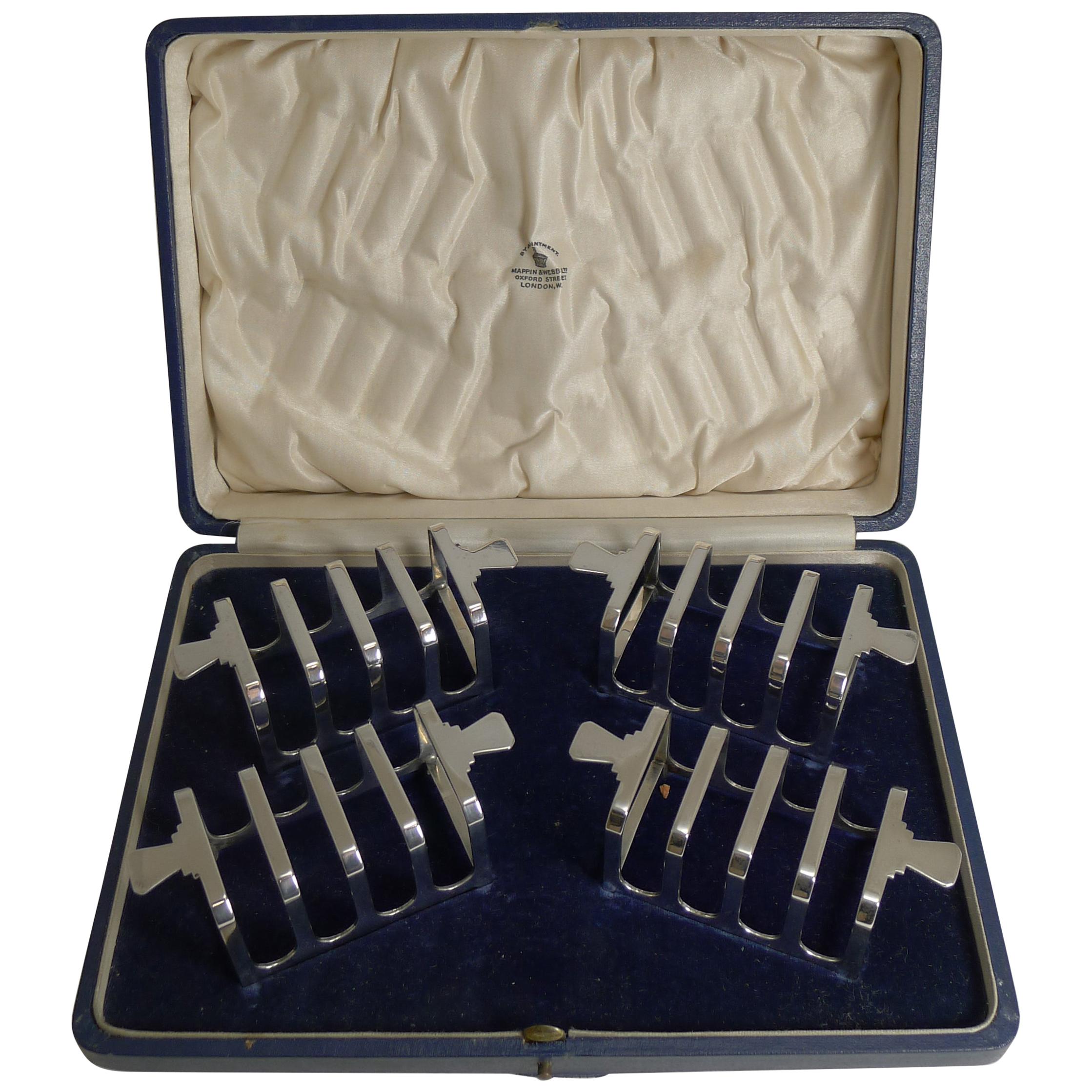 Boxed Set Four Art Deco Sterling Silver Toast Racks by Mappin and Webb ...