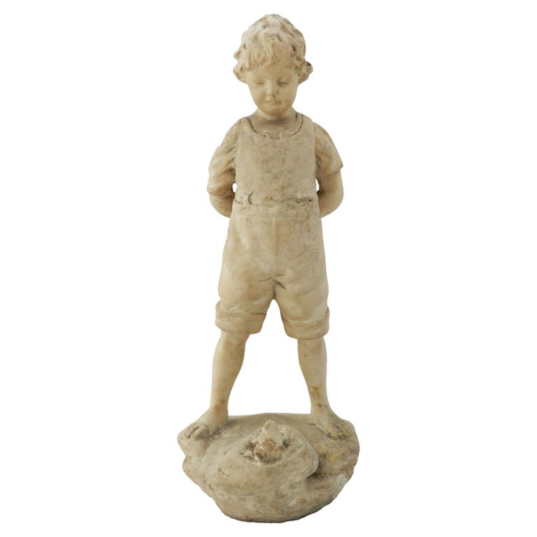 Boy with Frog Chalkware Hard Plaster Statue, c1910-20 FREE SHIPPING For ...