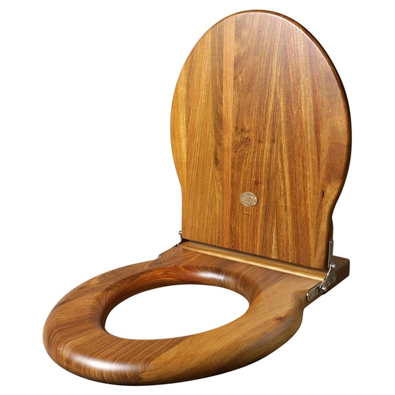 Boyes and Co Teak Toilet Seat Chrome Fittings For Sale at 1stDibs