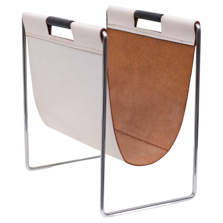 Brabantia White Leather Magazine Rack, 1960s at 1stDibs | white leather ...