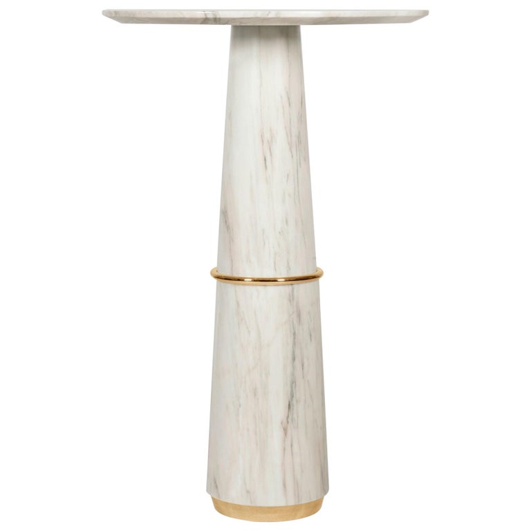 Agra Bar Table in Estremoz Marble with Gold Details For Sale at 1stDibs