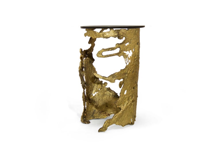 Contemporary Modern Cay In Bronze Glass Side Table by Brabbu For Sale ...