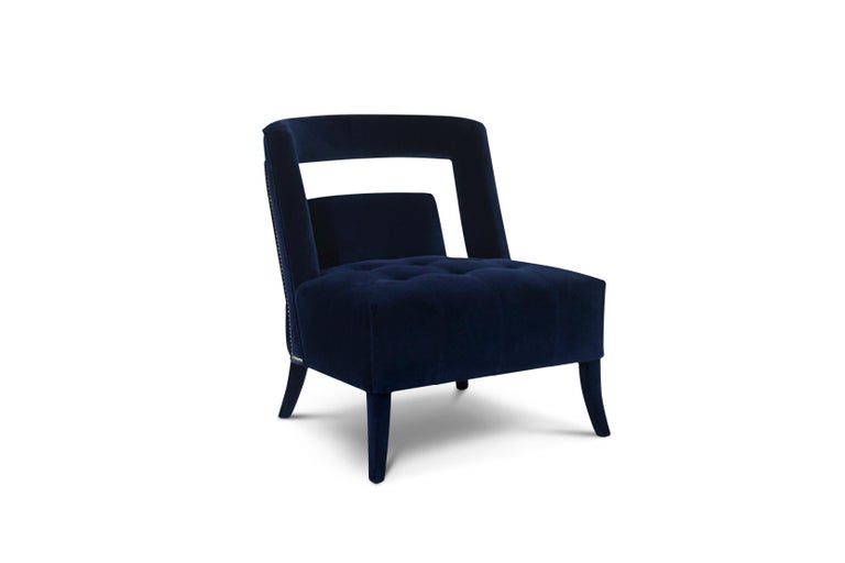Naj Armchair in Cotton Velvet and Fully Upholstered Legs For Sale at ...
