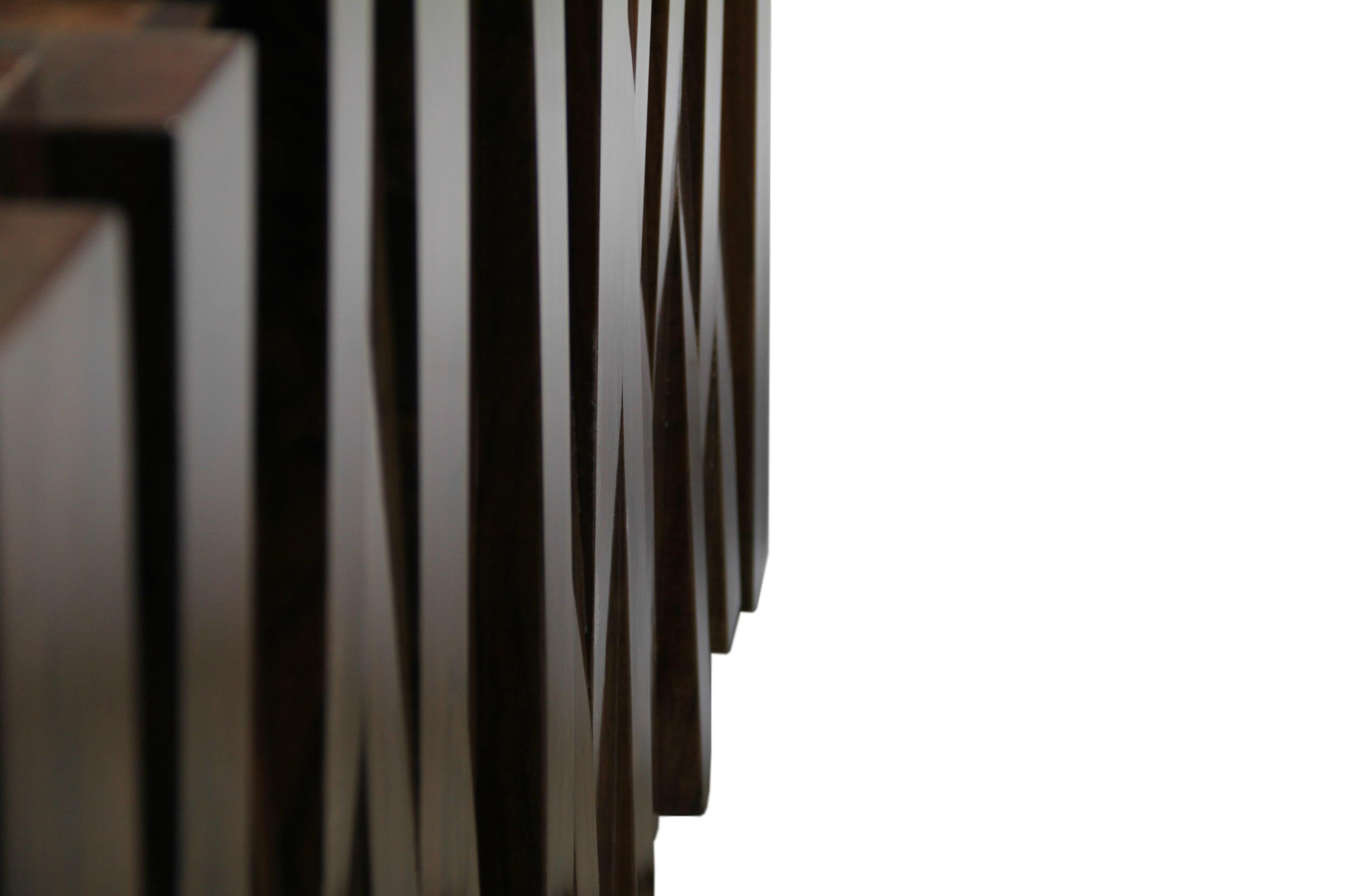 Nazca Sideboard with Walnut Root Veneer and Matte Brass Base by Brabbu ...