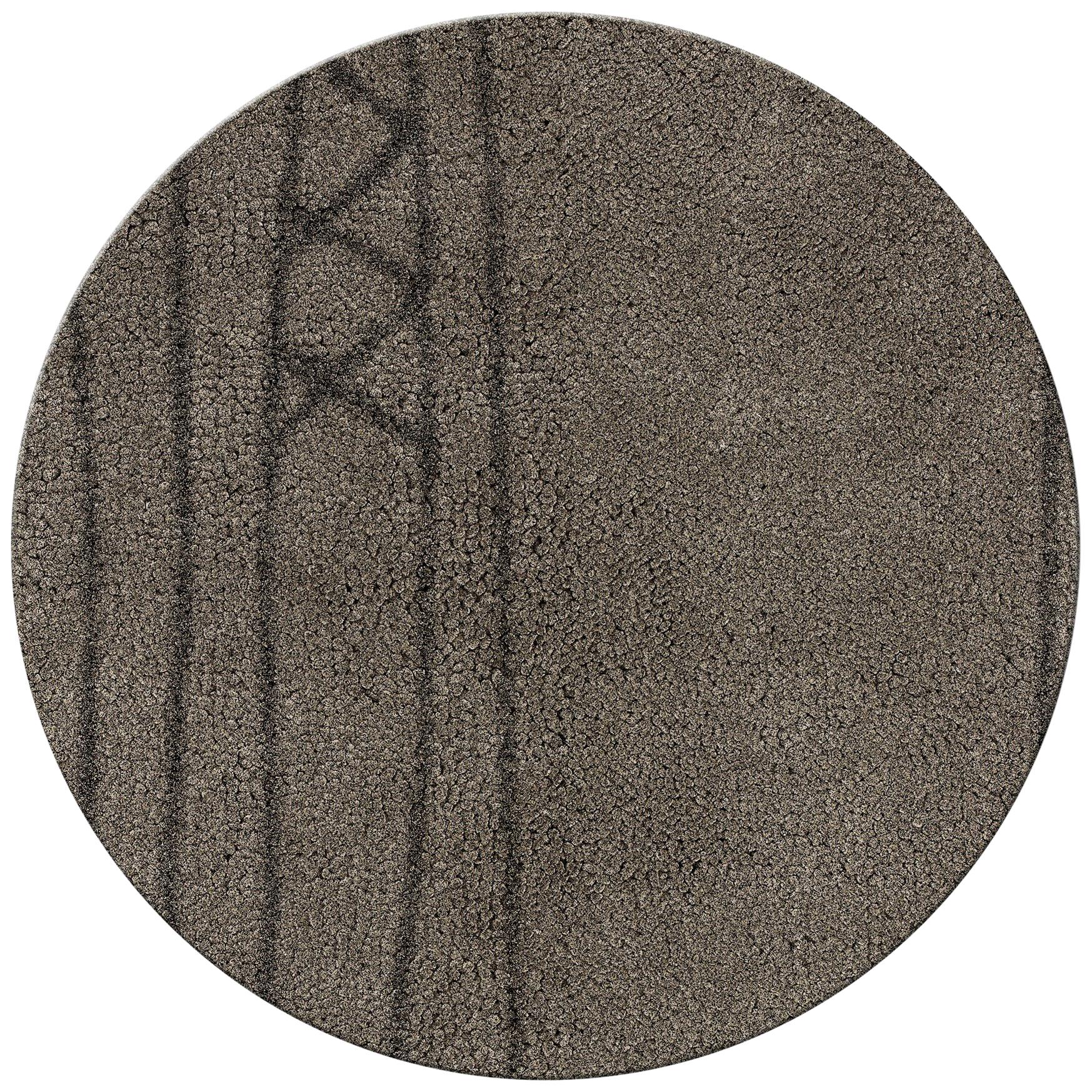 Papua Circular Hand-Knotted Dyed Wool Rug ii in Brown Gradient For Sale ...