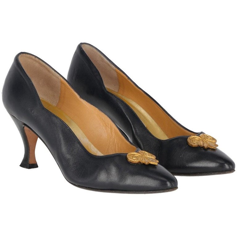 Braccialini Vintage blue leather 80s pumps For Sale at 1stDibs
