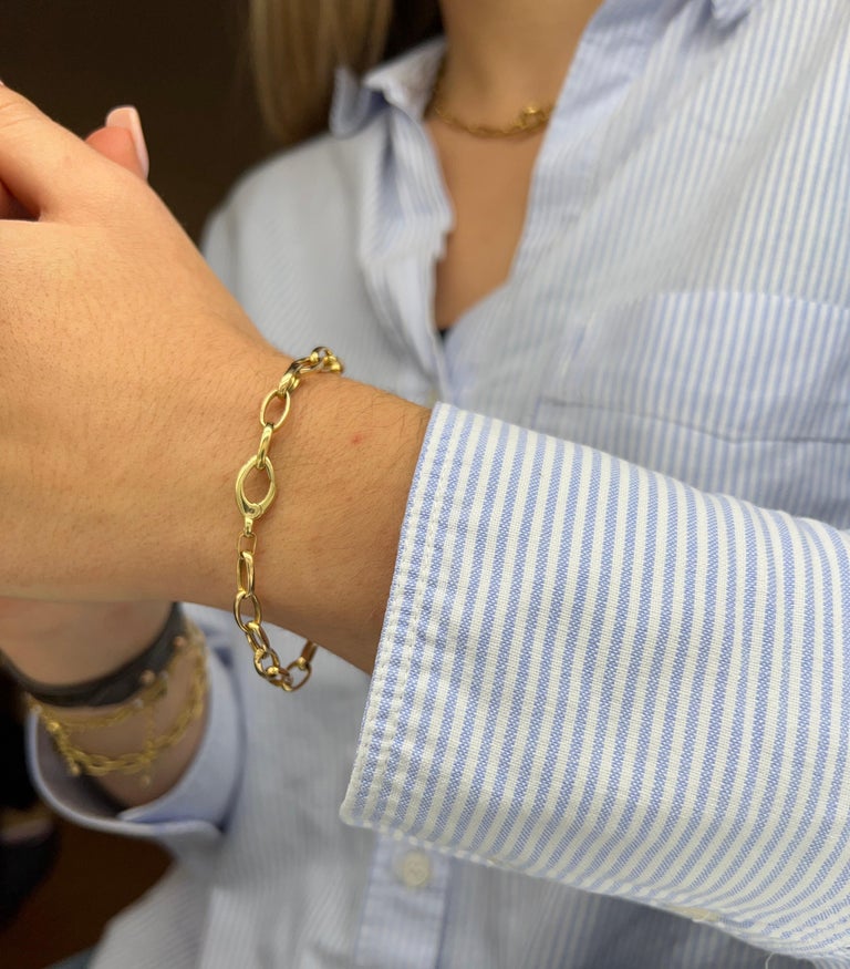 Bracelet French Curb Small Links Yellow Gold For Sale at 1stDibs