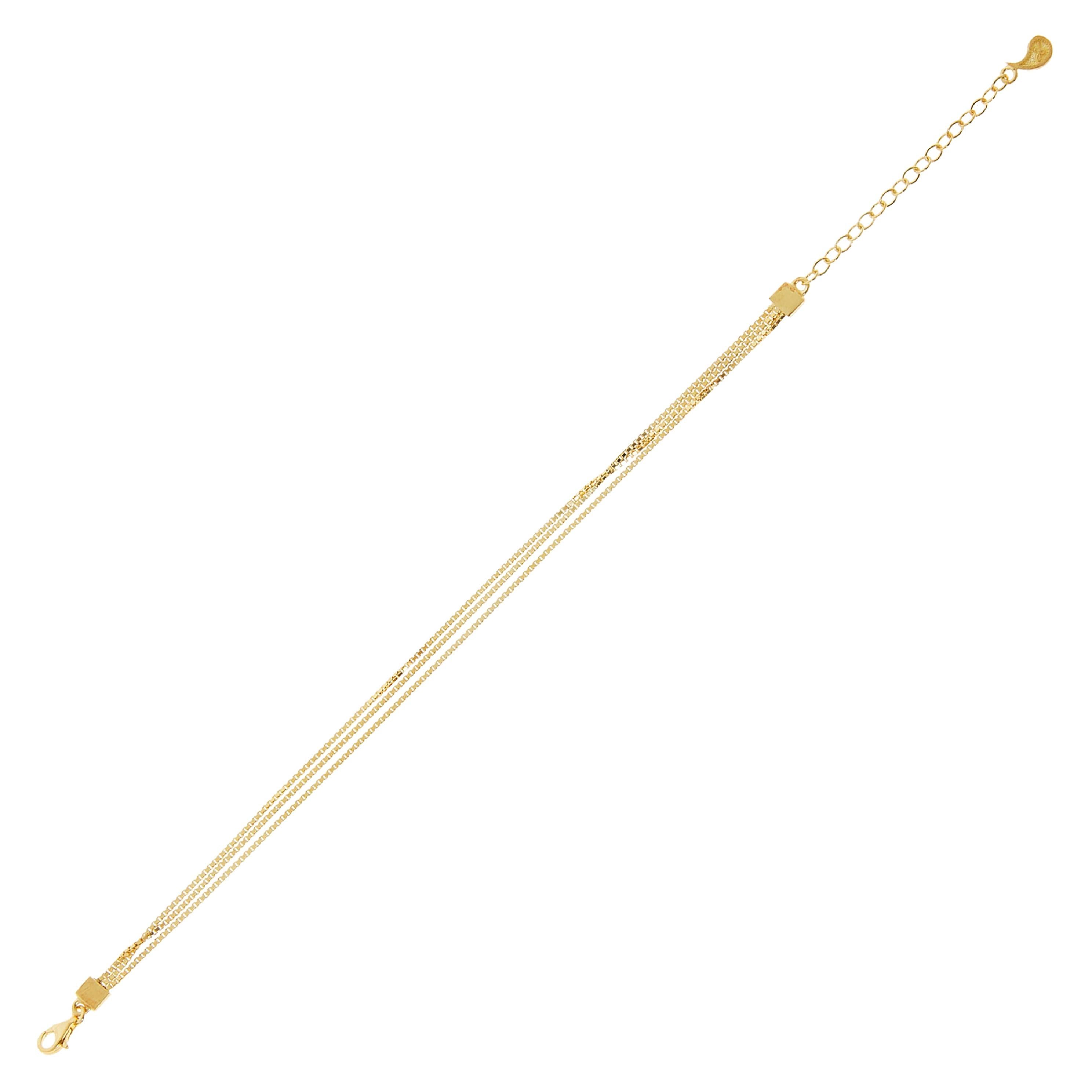 Bracelet Minimal Box Chain 18 Karat Gold-Plated Silver Mixed Greek ...