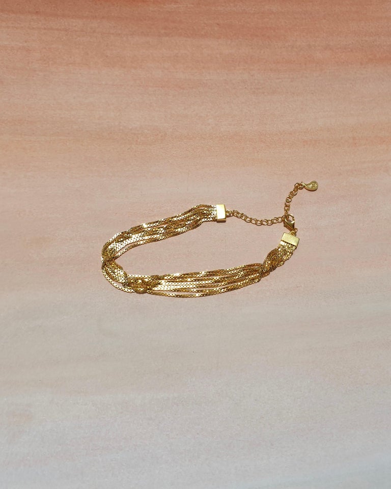 Bracelet Minimal Box Chain 18 Karat Gold-Plated Silver Mixed Greek ...