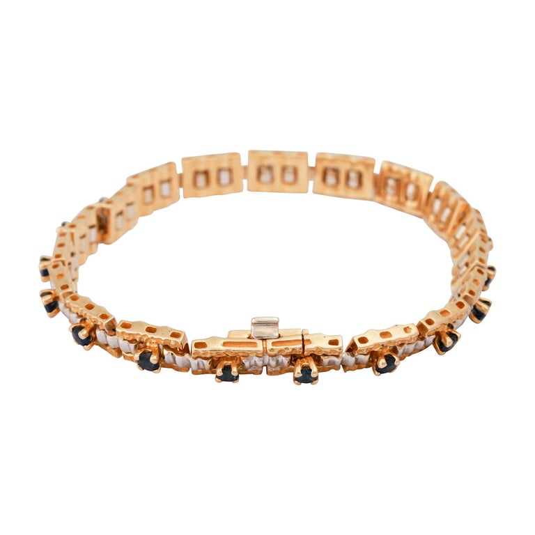 Bracelet set with 19 round fac. sapphires. Solid workmanship For Sale ...