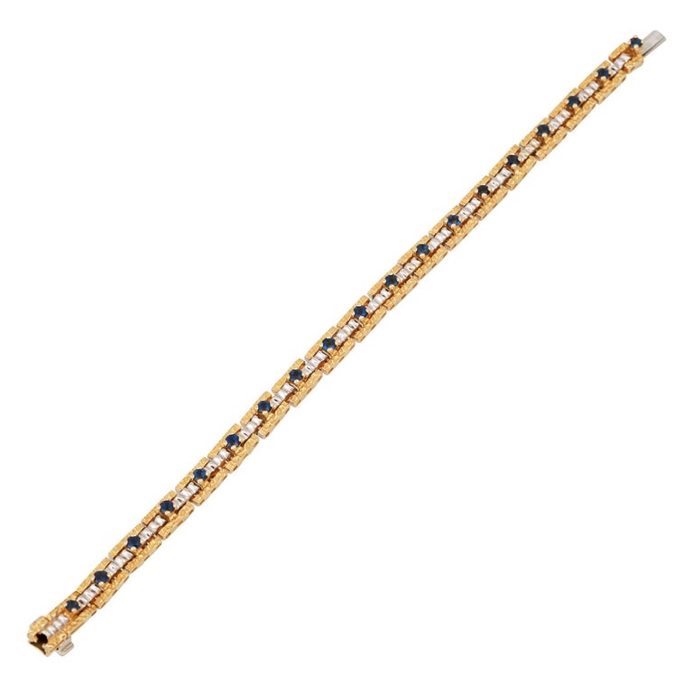 Bracelet set with 19 round fac. sapphires. Solid workmanship For Sale ...