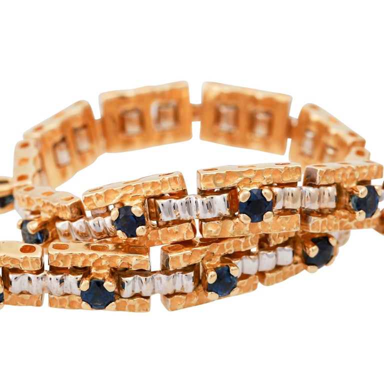 Bracelet set with 19 round fac. sapphires. Solid workmanship For Sale ...