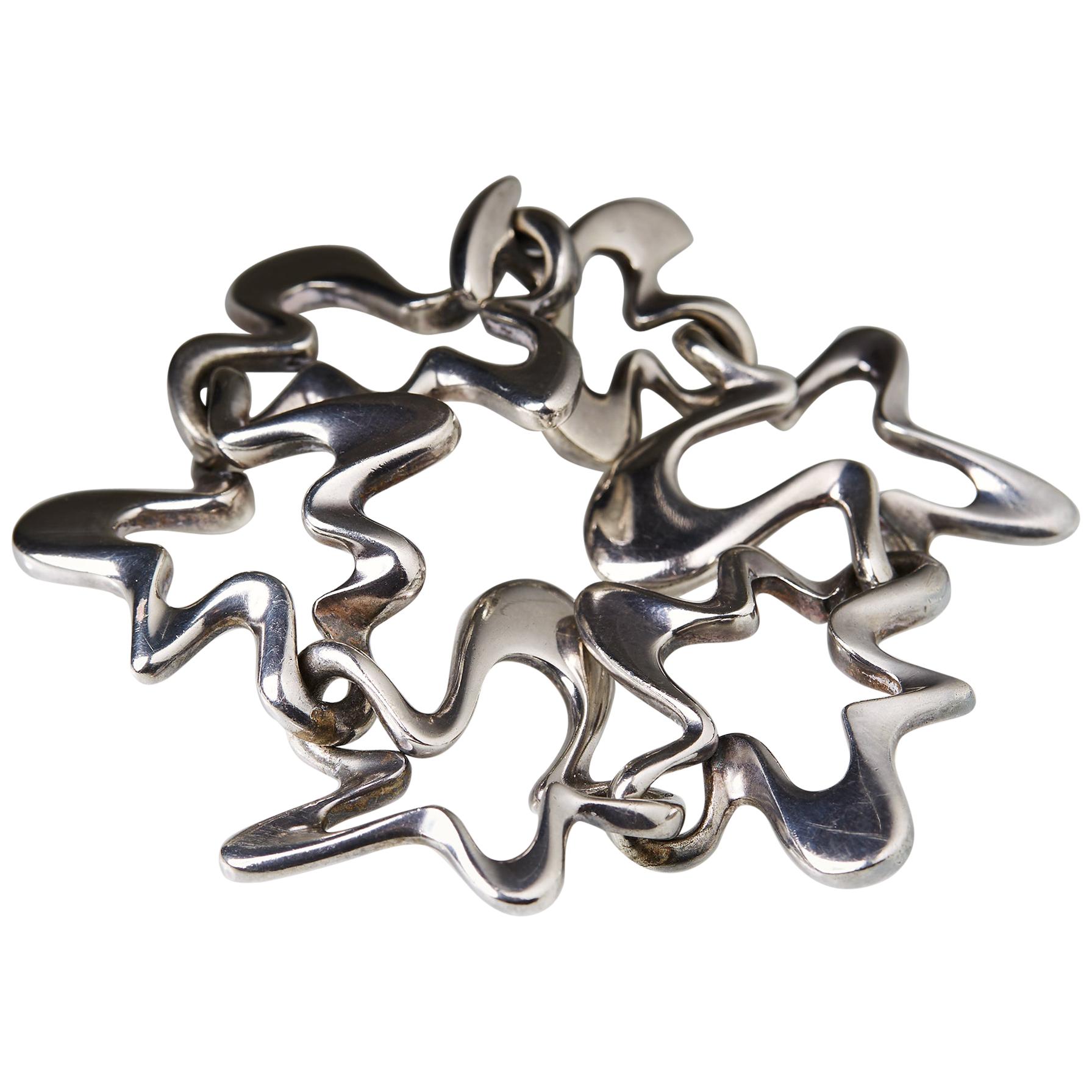 Georg Jensen #88 Henning Koppel Midcentury Amoeba Large Silver Bracelet ...