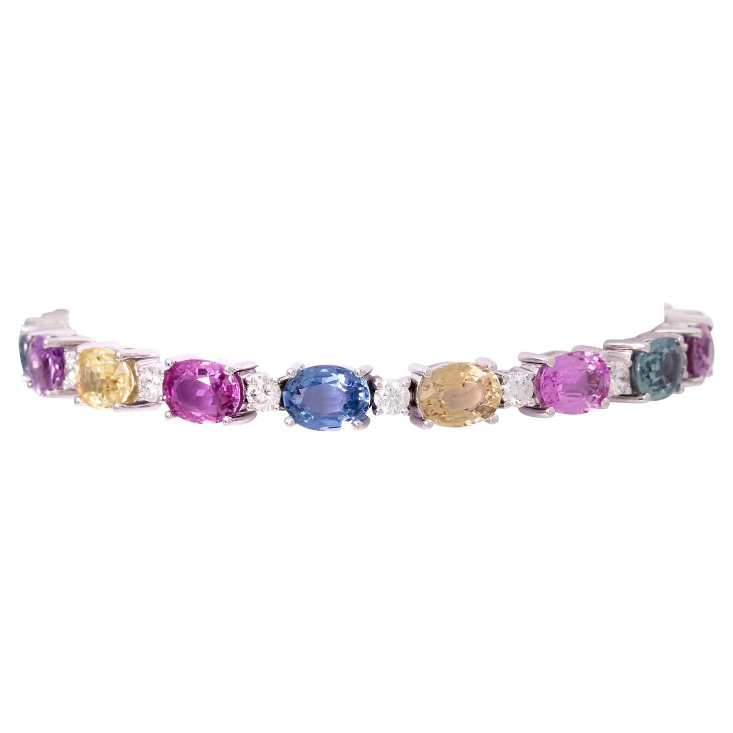 Bracelet with 17 Natural Colored Sapphires For Sale at 1stDibs