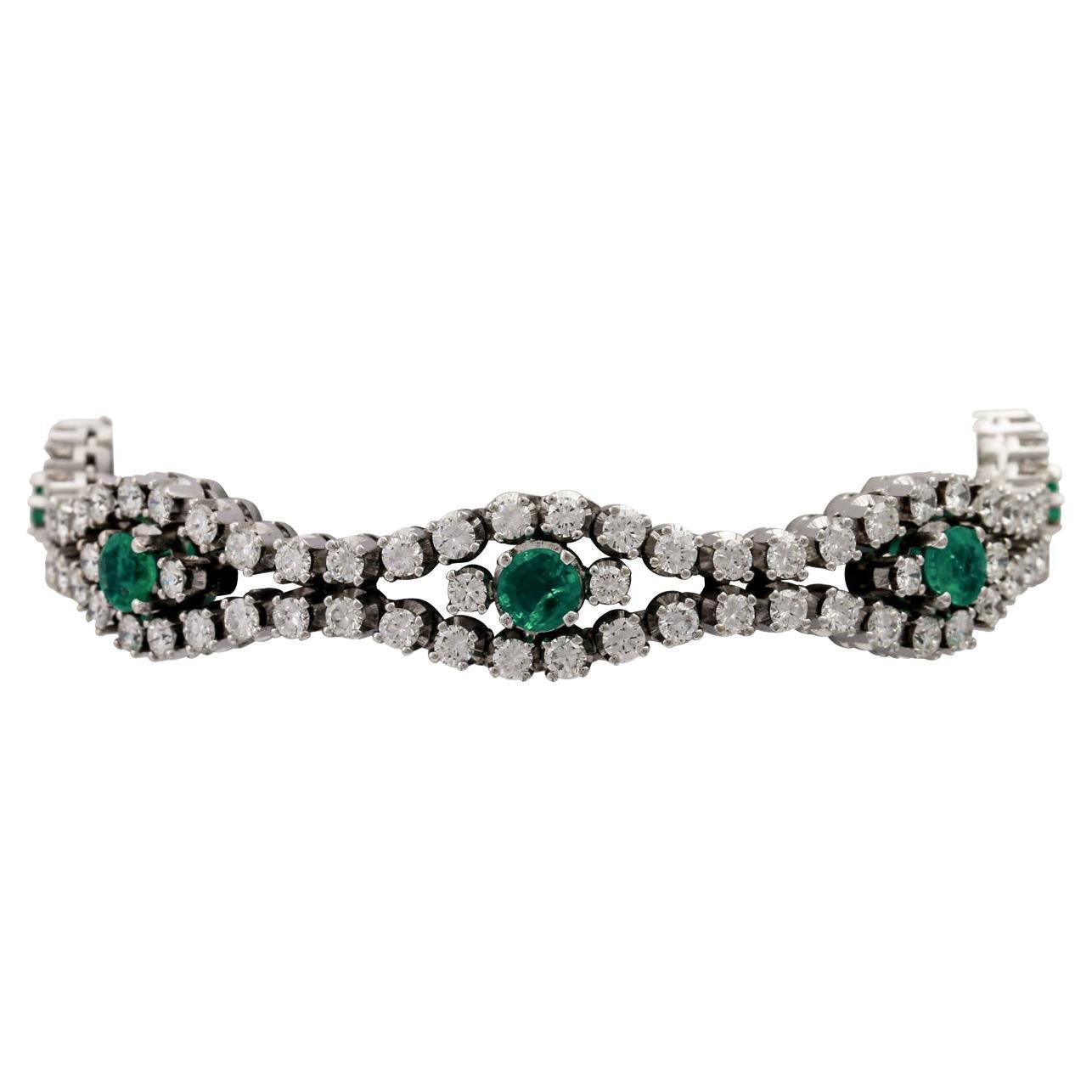 Bracelet with Emeralds and Diamonds For Sale at 1stDibs
