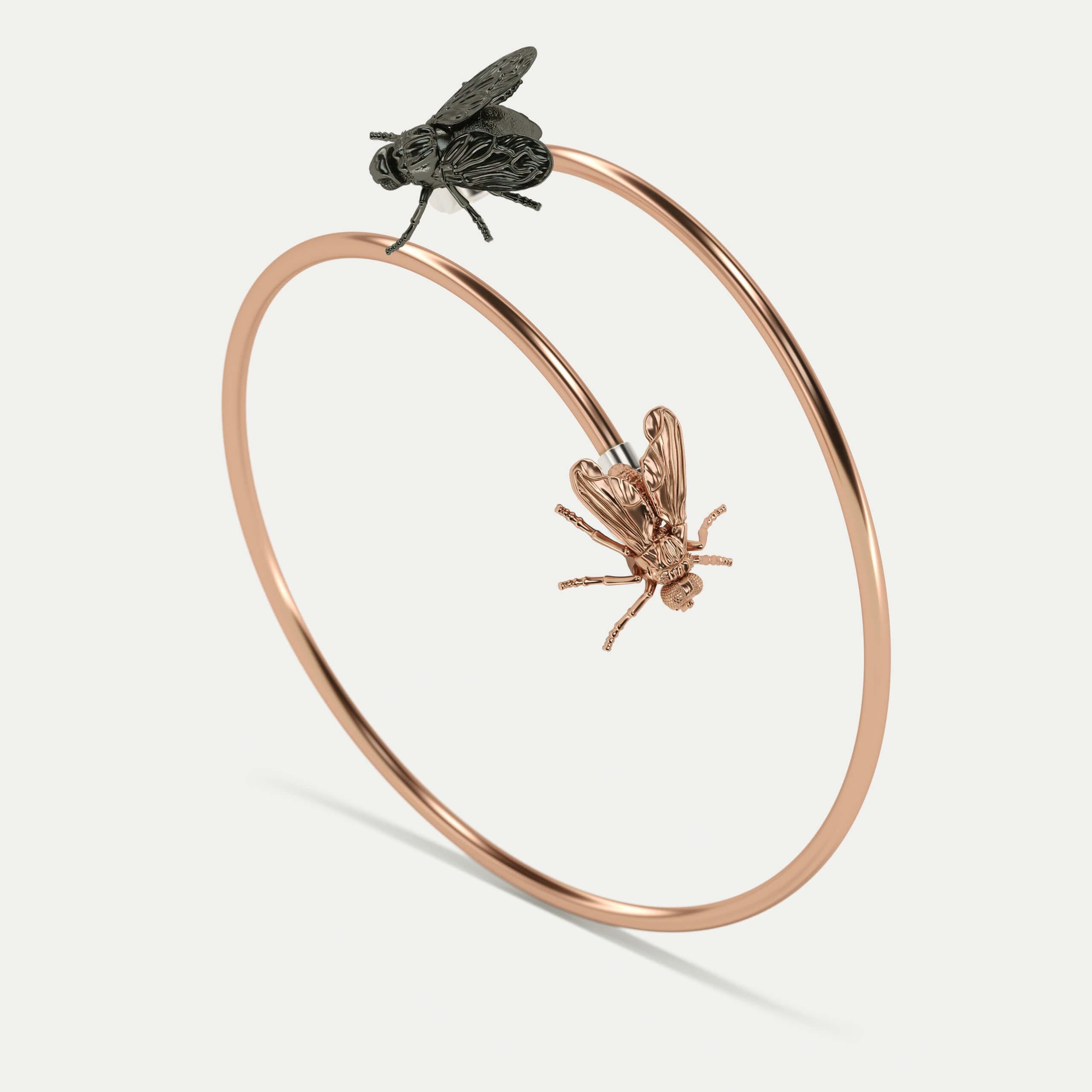 Bracelet with onyx, cabochon cut and Diamond Fly with black diamonds ...