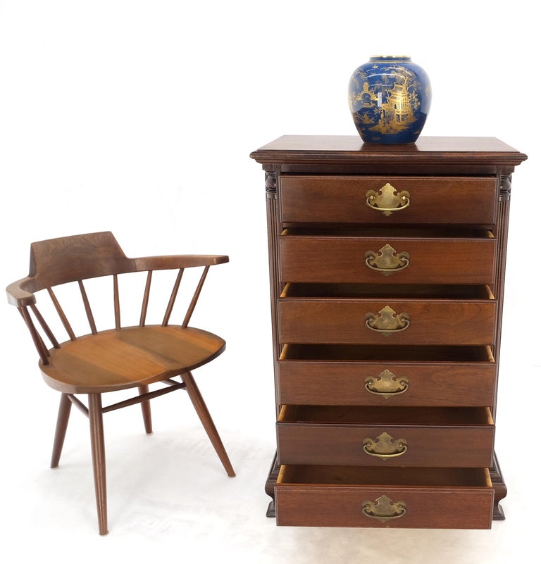Bracket Feet Mahogany 6 Drawers Brass Pulls Tall Lingerie Chest Dresser ...