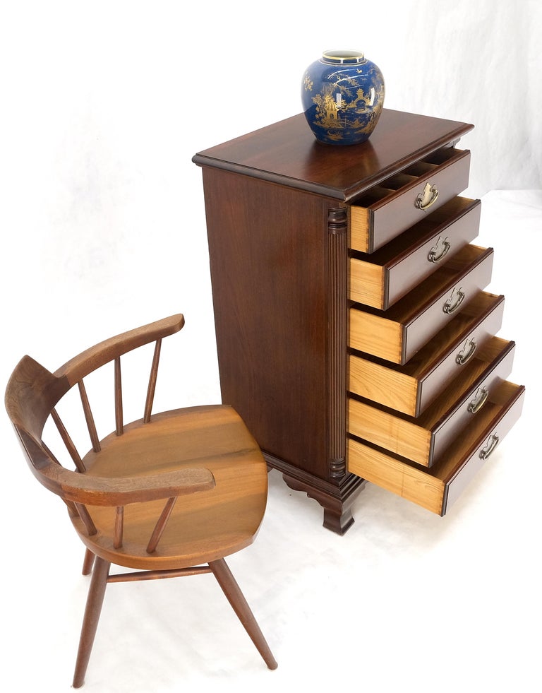 Bracket Feet Mahogany 6 Drawers Brass Pulls Tall Lingerie Chest Dresser ...