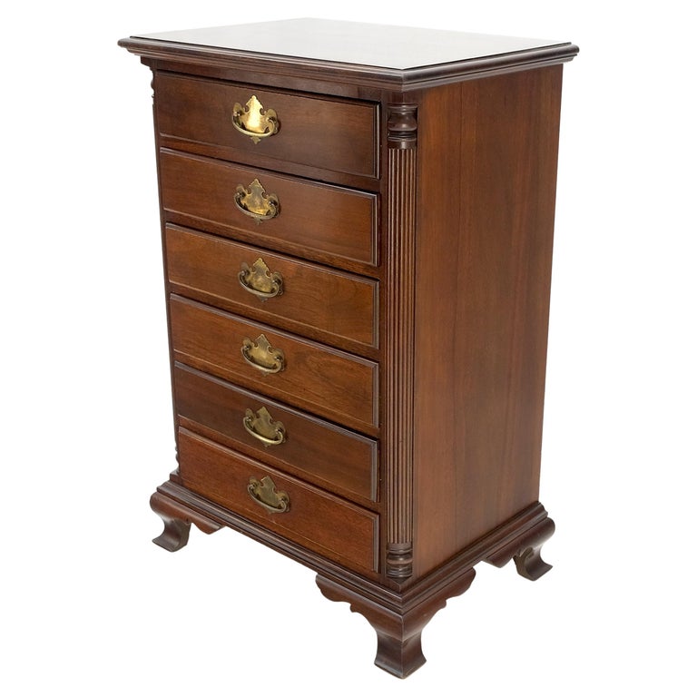 Bracket Feet Mahogany 6 Drawers Brass Pulls Tall Lingerie Chest Dresser ...