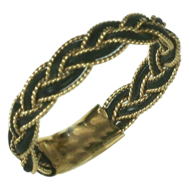 Braided Gold and Elephant Hair Ring at 1stDibs | elephant tail ring ...