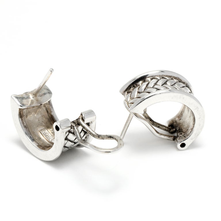 Braided J Hoop Earrings, Sterling Silver, Small Silver Hoops For Sale ...