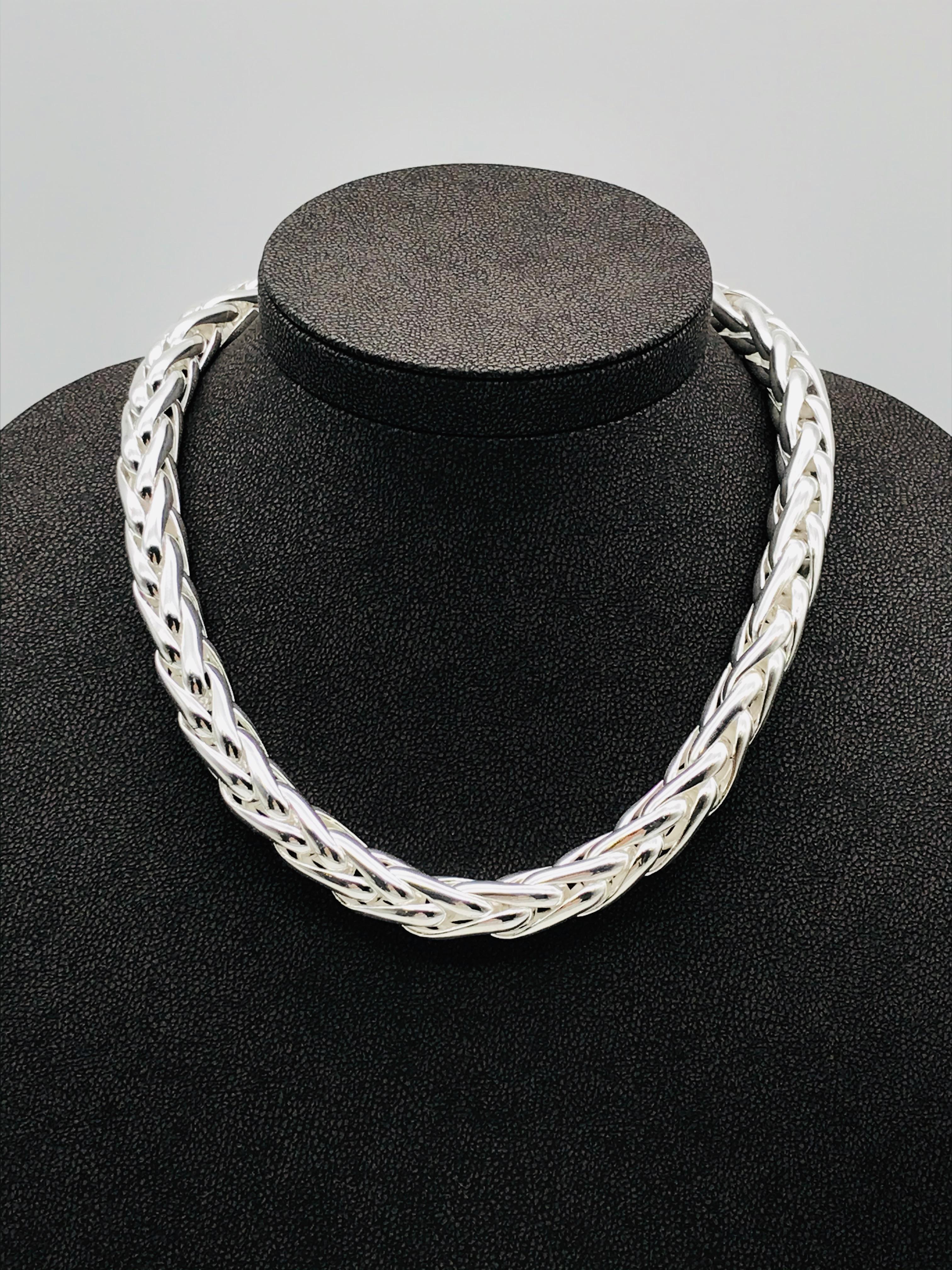 Braided Mesh Silver Necklace For Sale at 1stDibs | silver braided ...