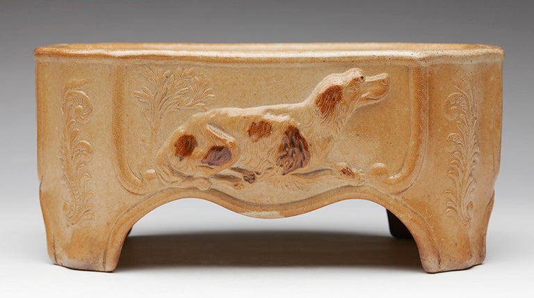 Brampton Early Victorian Salt Glazed Stoneware Dog Bowl For Sale at 1stDibs