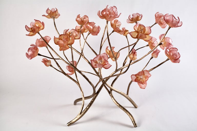 Branching Magnolia Sculpture: Blown-Glass and Forged Bronze by ...